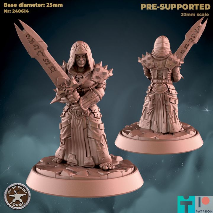 3D Printable Death Knight Dwarf Female 3 models by My3DPrintForge