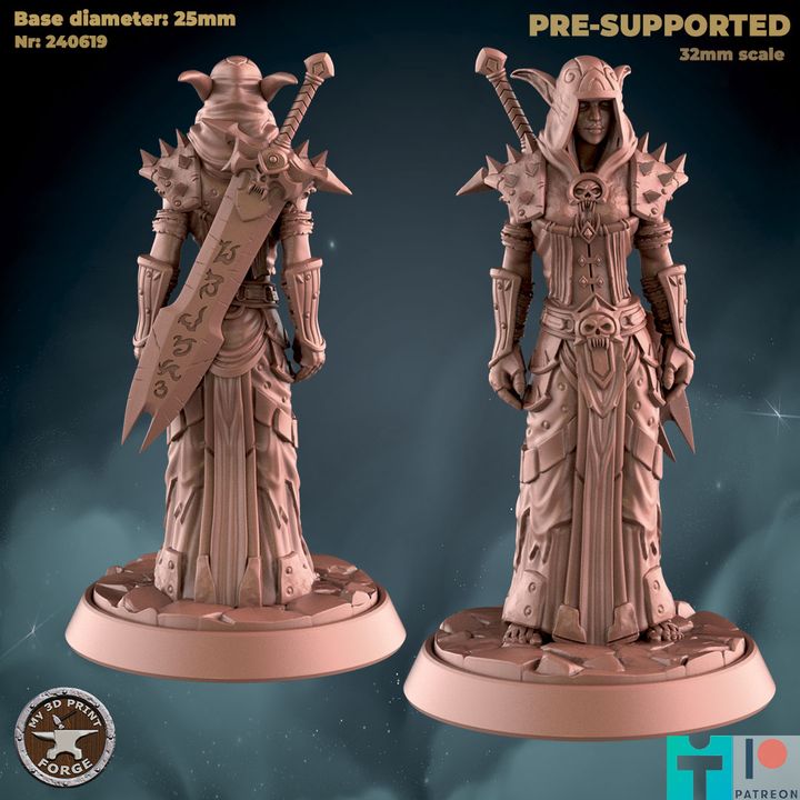 3D Printable Death Knight Night Elf Female 3 models by My3DPrintForge