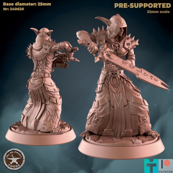 3D Printable Death Knight Night Elf Female 3 models by My3DPrintForge