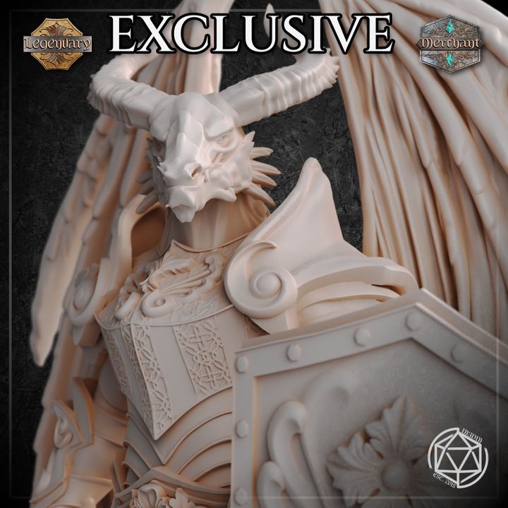 3D Printable Winged Dragonborn Paladin by M3DM