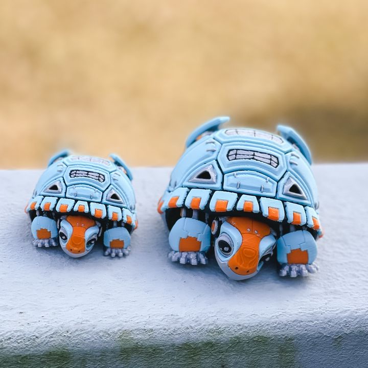 3D Print of RoboTortoise, Articulated fidget, Print-In-Place, Cute ...