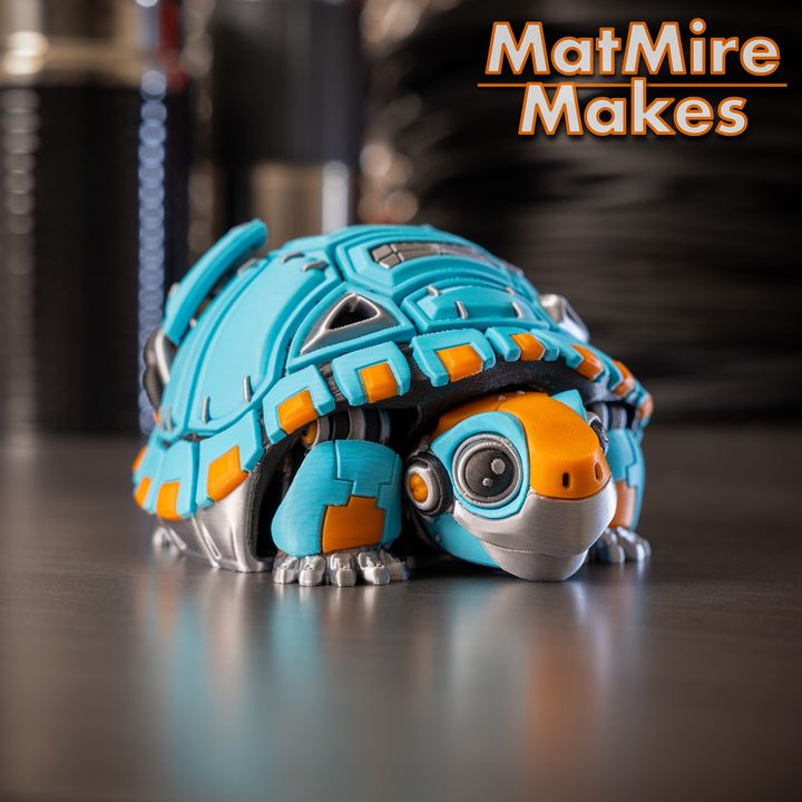 3D Printable RoboTortoise, Articulated fidget, Print-In-Place, Cute ...