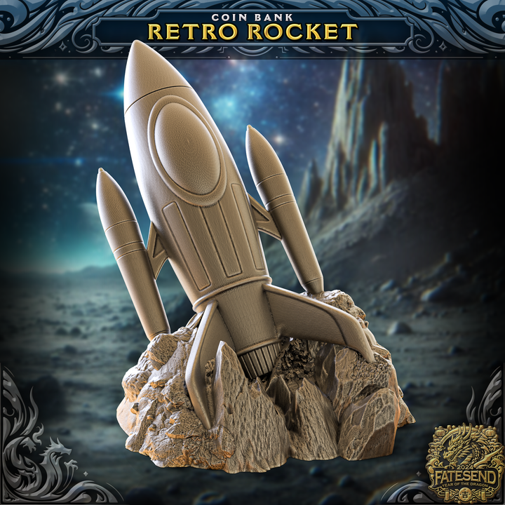 3D Printable Retro Rocket - Coin Bank by FatesEnd