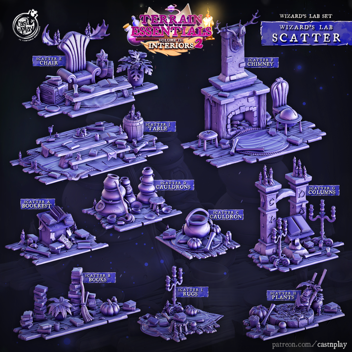 3D Printable Wizard's Lab Set (Pre-Supported) - Terrain | Cast n Play ...