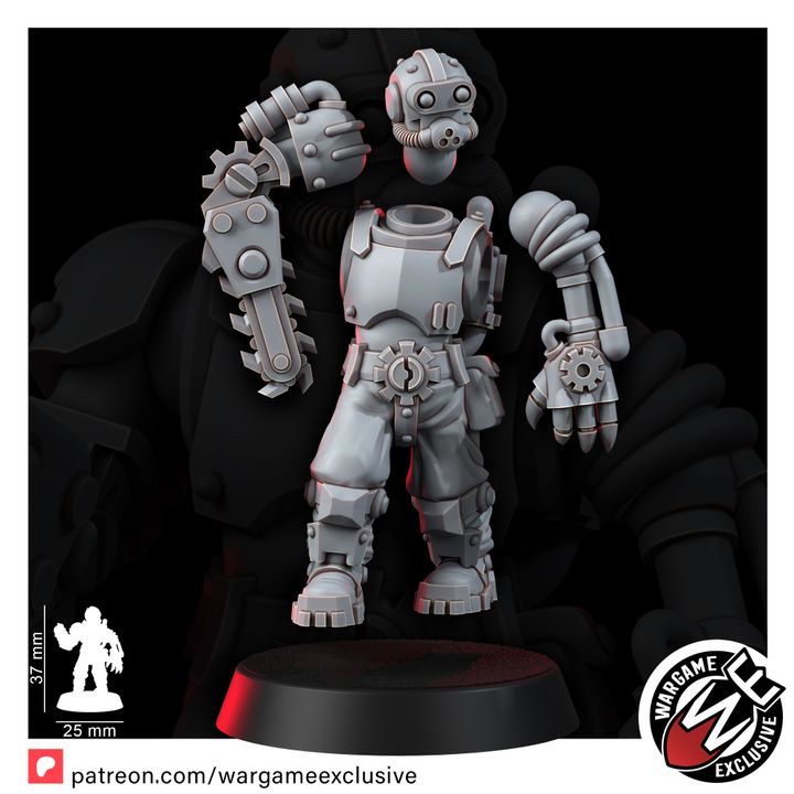 3D Printable MECHANIC ADEPT TECHNO ZOMBIE WITH SEPARATOR SAW by Wargame ...
