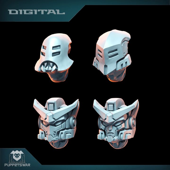 3D Printable Robot Heads by Puppetswar Miniatures