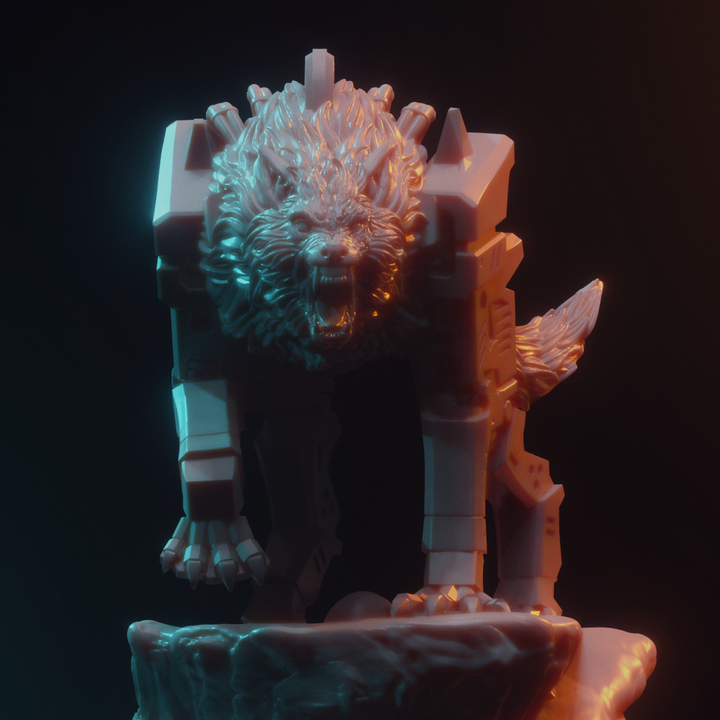 3D Printable Cyber Wolf B - S01E02 - 32mm by Metal Quest
