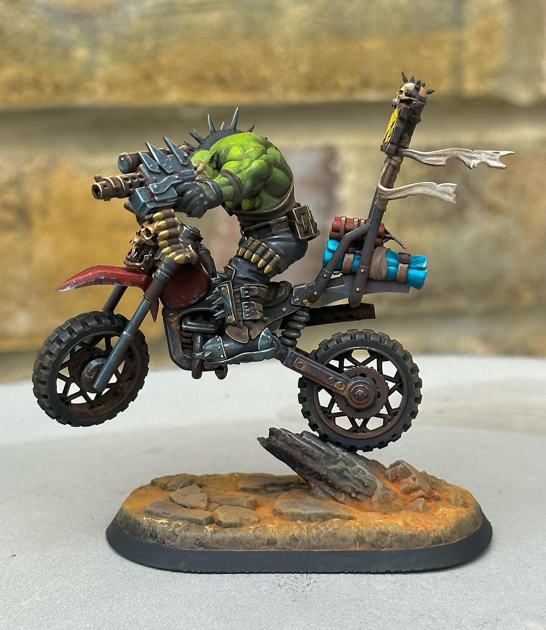3D Printable Wasteland Biker Ork Model 2 by MeshBrain Lab