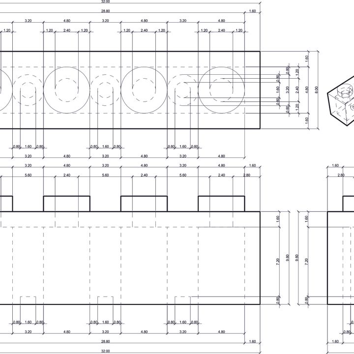 3D Printable LEGO Brick 1X4 by VLAD-MARIUS