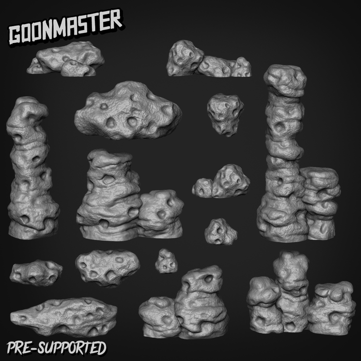 3D Printable Basing Bits 158 - Moon Rocks by Goon Master