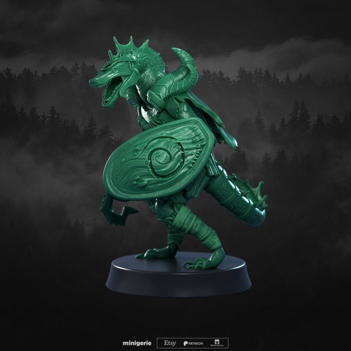 3D Printable Syrix - Green Dragonborn Druid -Sickle and Shield - DnD ...