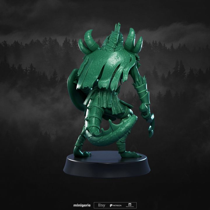 3D Printable Syrix - Green Dragonborn Druid -Sickle and Shield - DnD ...