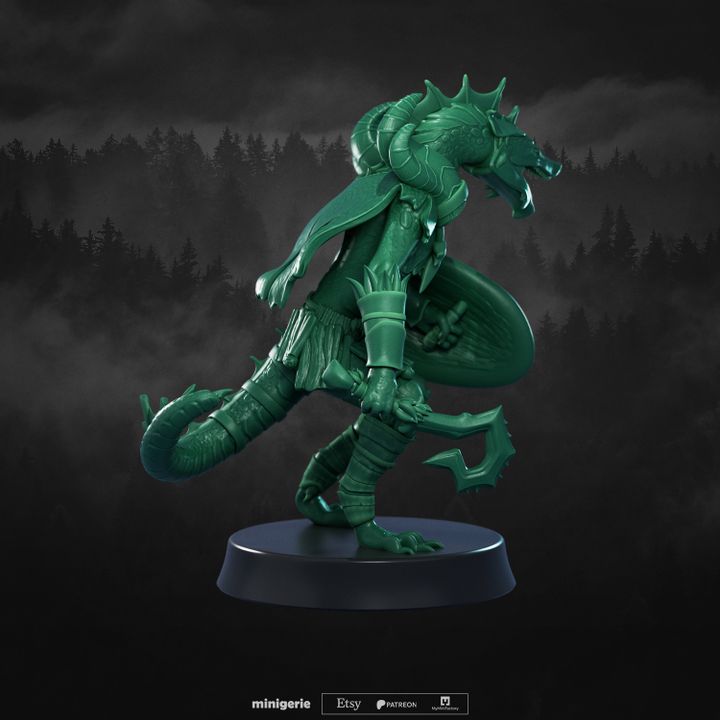 3D Printable Syrix - Green Dragonborn Druid -Sickle and Shield - DnD ...