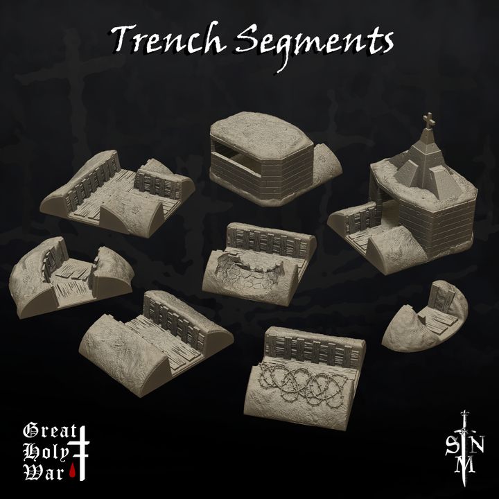 3D Printable Great Holy War: Trench Segments by Sir Nicholas Miniatures