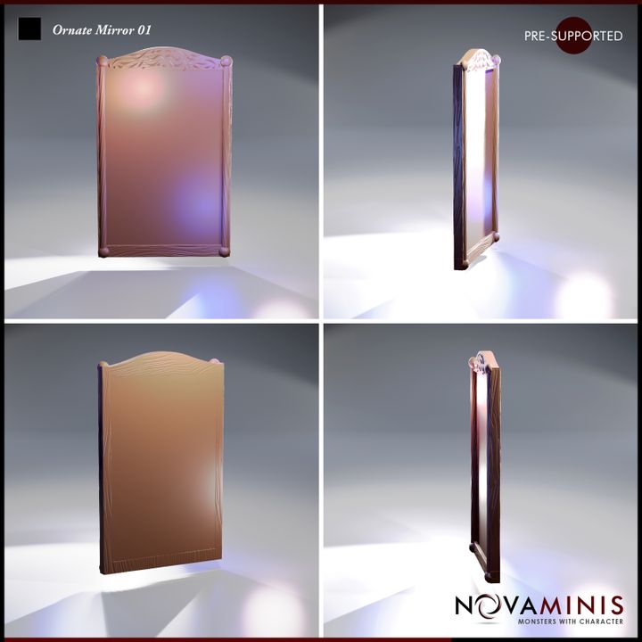 3D Printable Ornate Mirror 01 by NovaMinis