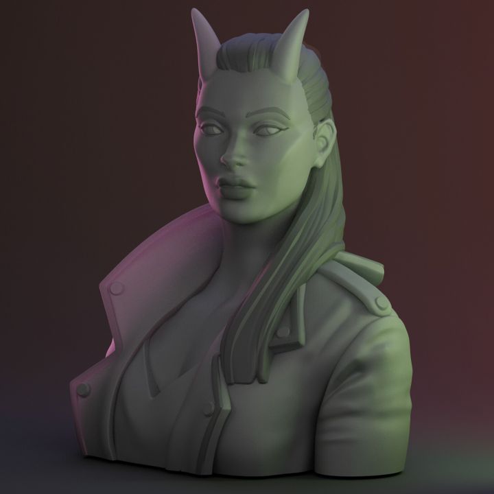 3D Printable DEMON WOMAN BUST MINIATURE PAINT by Alice