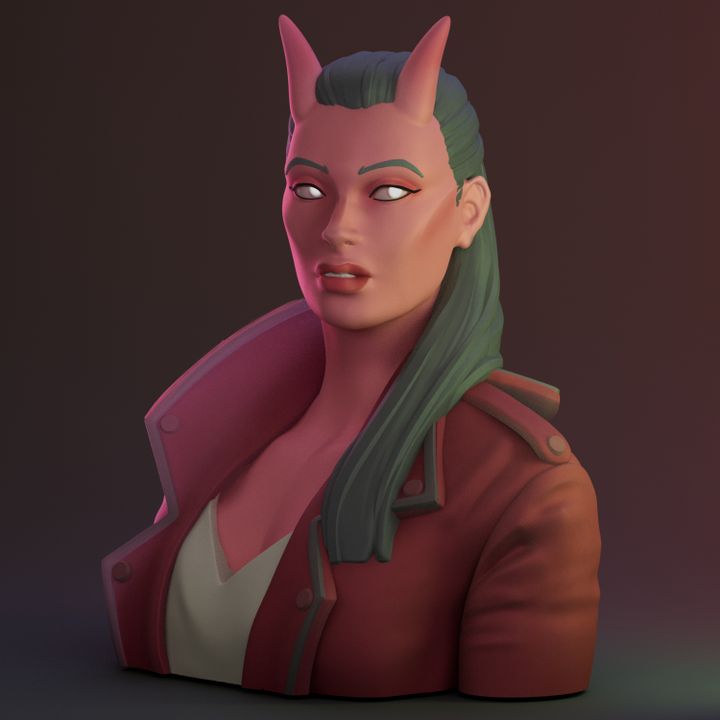 3D Printable DEMON WOMAN BUST MINIATURE PAINT by Alice