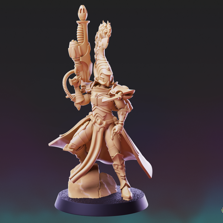 3D Printable Space Elf Subjugator Male - Leader by PSMiniatures