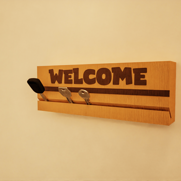 3D Printable „WELCOME” Wall Keys Organiser by Lazy Bear