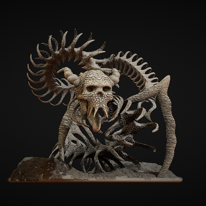 3D Printable Bone Worm - Giant Creature by Lazy Bear