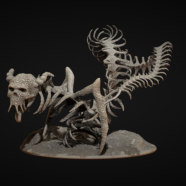 3D Printable Bone Worm - Giant Creature by Lazy Bear