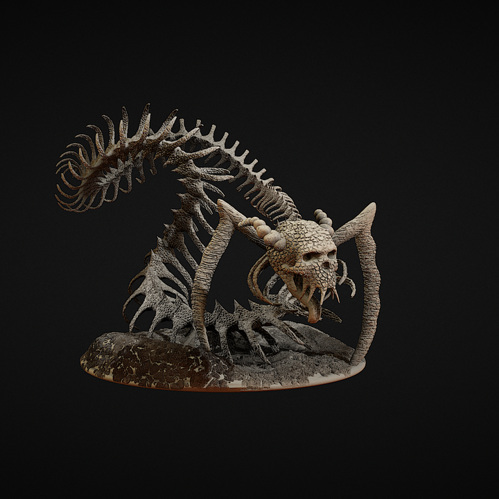 3D Printable Bone Worm - Giant Creature by Lazy Bear
