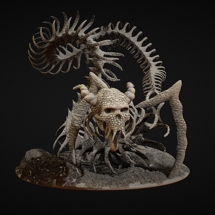 3D Printable Bone Worm - Giant Creature by Lazy Bear