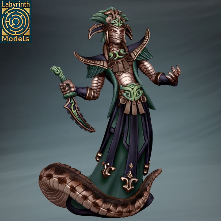 3D Printable Naga Priest - 32mm scale by Labyrinth Models