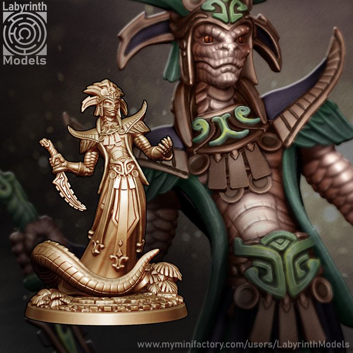 3D Printable Naga Priest - 32mm scale by Labyrinth Models