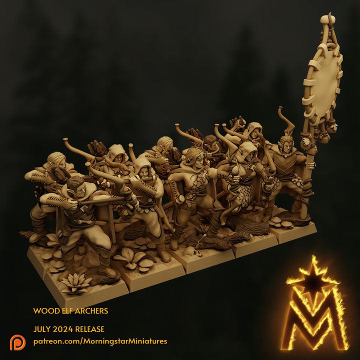 3D Printable Wood Elf Archers | 32mm Scale Presupported Miniatures by ...