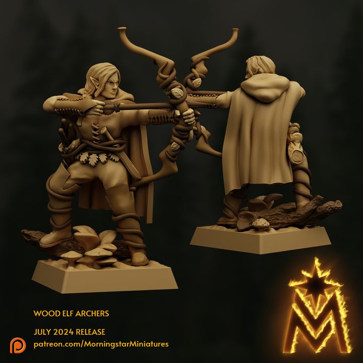 3D Printable Wood Elf Archers | 32mm Scale Presupported Miniatures by ...