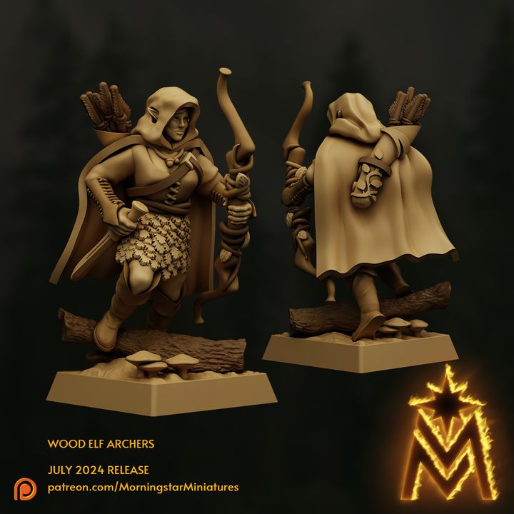 3D Printable Wood Elf Archers | 32mm Scale Presupported Miniatures by ...