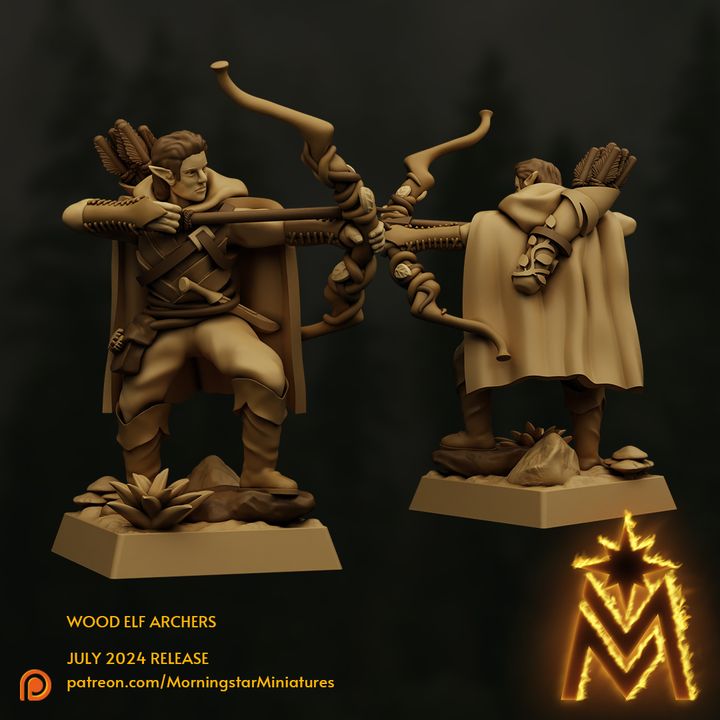 3D Printable Wood Elf Archers | 32mm Scale Presupported Miniatures by ...