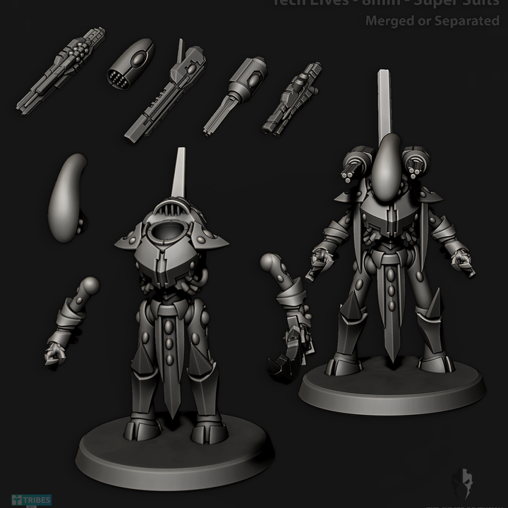 3D Printable Super Suits - Tech Elves - 8mm by Edge Miniatures