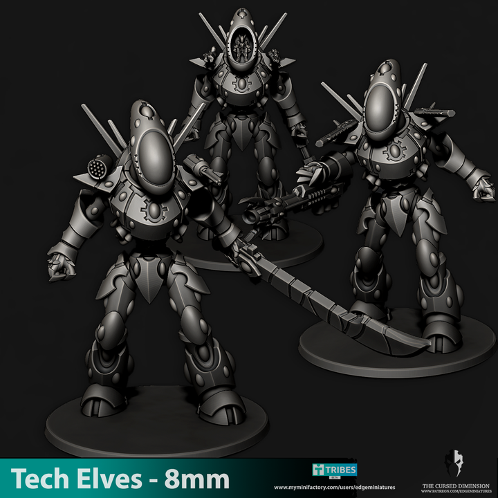 3D Printable Titan Knights - Tech Elves - 8mm by Edge Miniatures