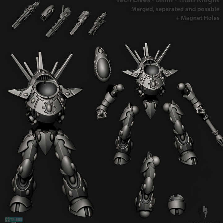 3D Printable Titan Knights - Tech Elves - 8mm by Edge Miniatures