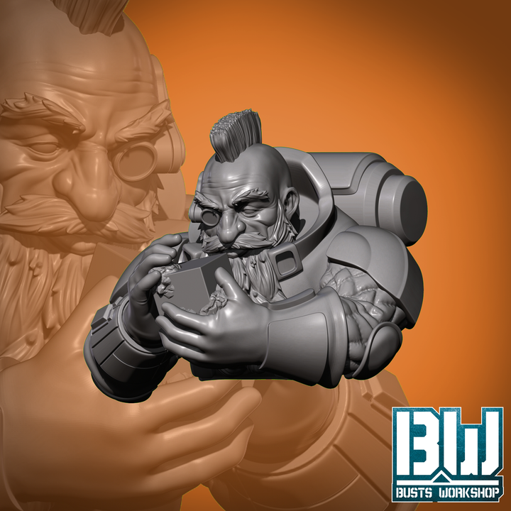 3D Printable Space Dwarf Miner (55mm bust) by Busts Workshop
