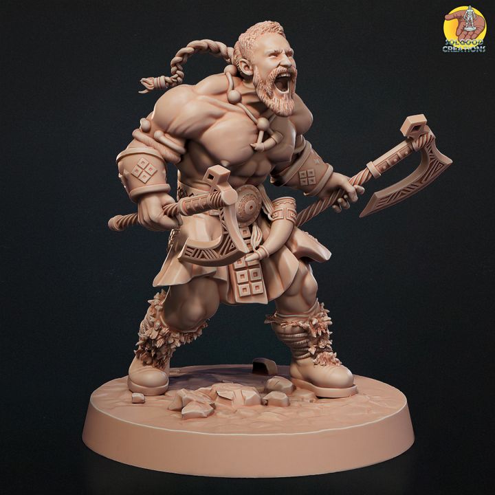 3D Printable Oisin the Bellower, Male Dwarf Barbarian by SolGood Creations