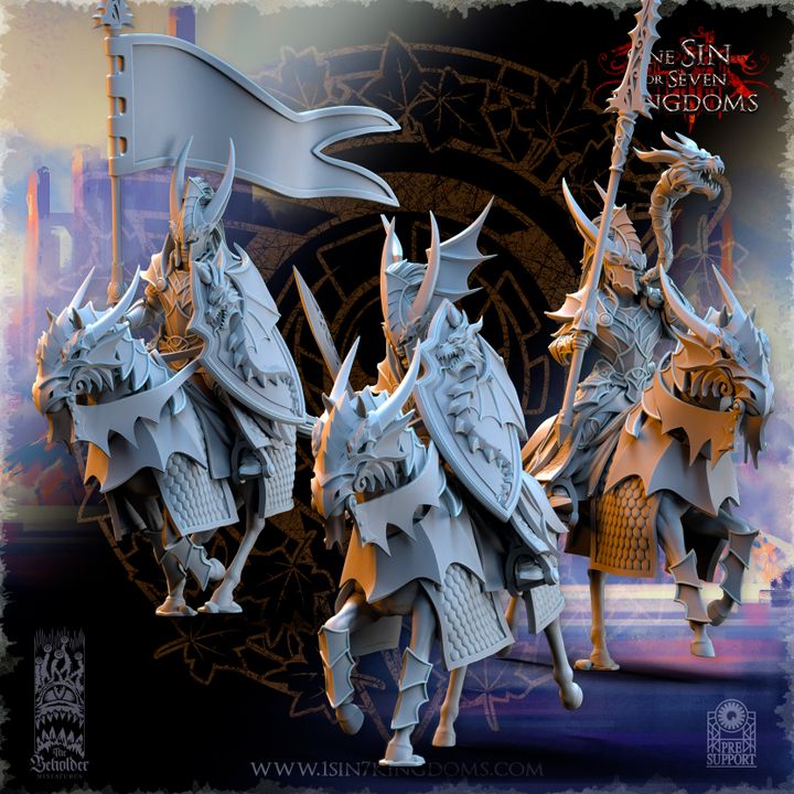 3D Printable Silvermoor Elves Dragonborn Knights Command Group by The ...