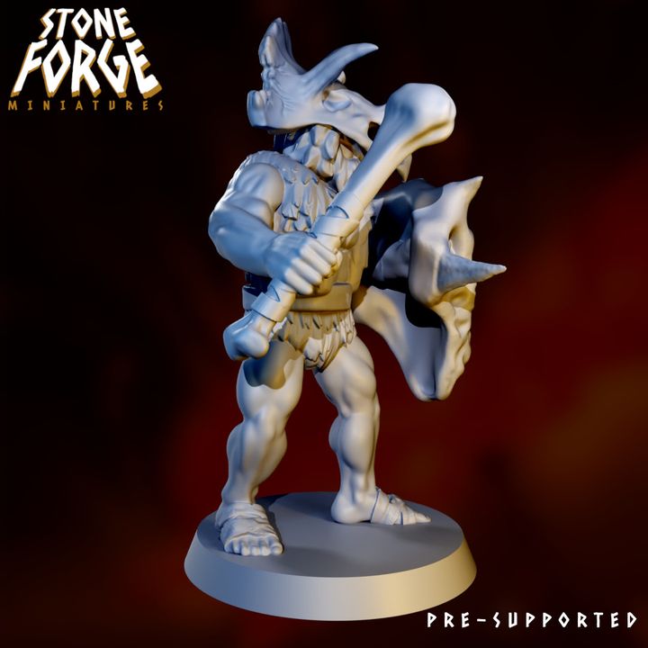 3D Printable Rock Clan Bruiser With Skull-Shield by Stone Forge