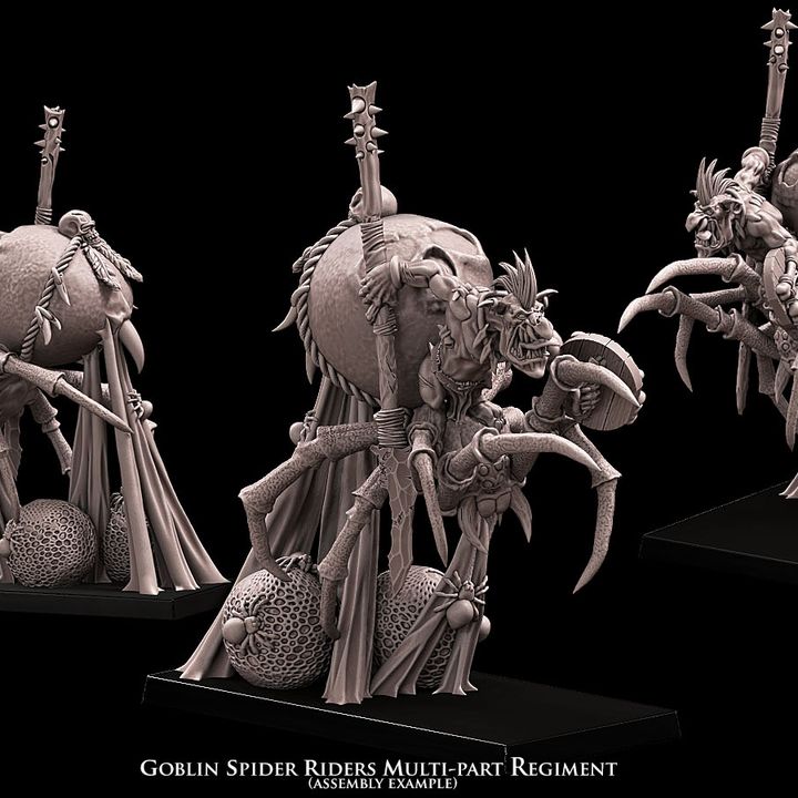3D Printable Goblin Spider riders multi-part regiment by Avatars of War