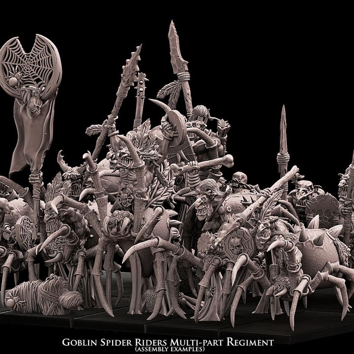 3D Printable Goblin Spider riders multi-part regiment by Avatars of War