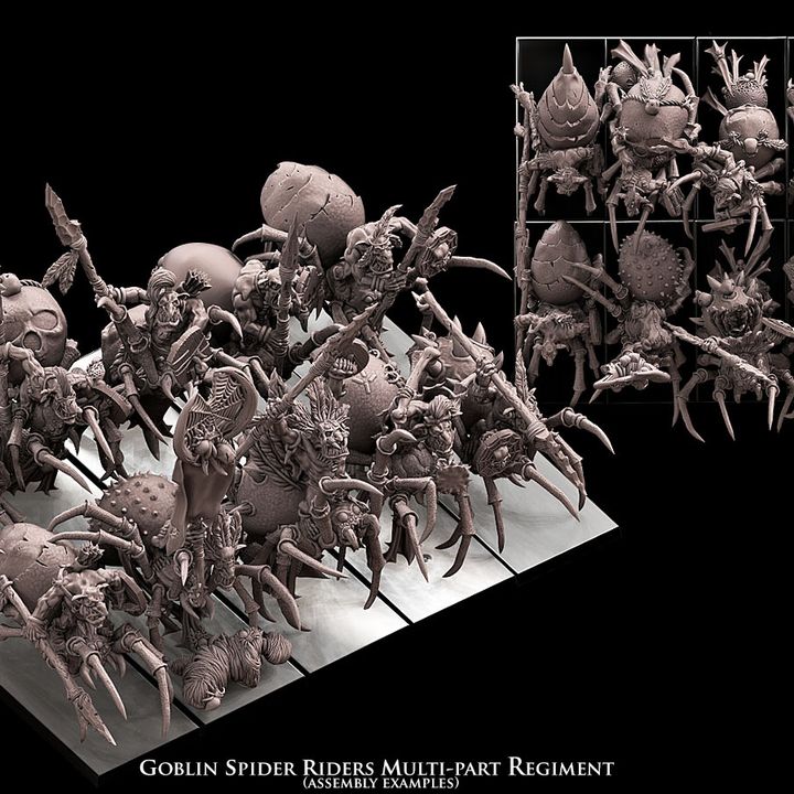 3D Printable Goblin Spider riders multi-part regiment by Avatars of War