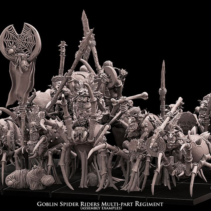 3D Printable Goblin Spider riders multi-part regiment by Avatars of War
