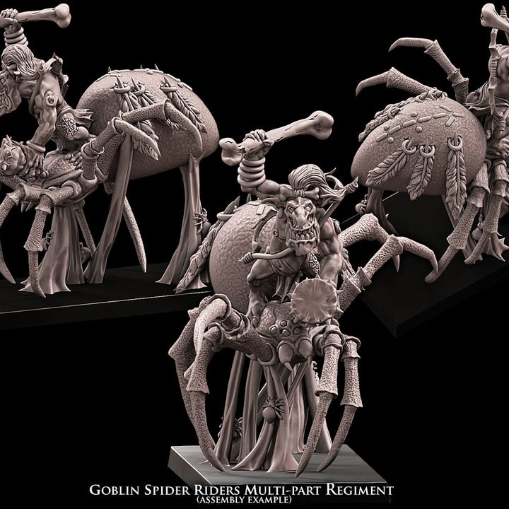 3D Printable Goblin Spider riders multi-part regiment by Avatars of War