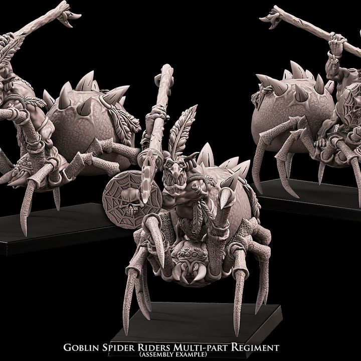 3D Printable Goblin Spider riders multi-part regiment by Avatars of War