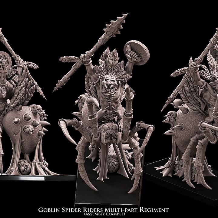 3D Printable Goblin Spider riders multi-part regiment by Avatars of War
