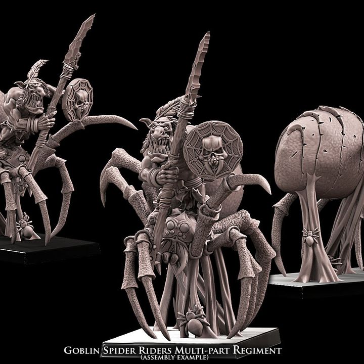 3D Printable Goblin Spider riders multi-part regiment by Avatars of War
