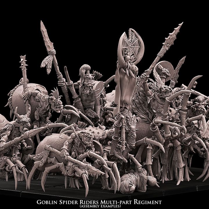 3D Printable Goblin Spider riders multi-part regiment by Avatars of War