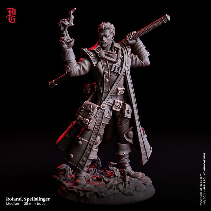3D Printable Roland, Spellslinger (Human Sorcerer) by Flesh of Gods
